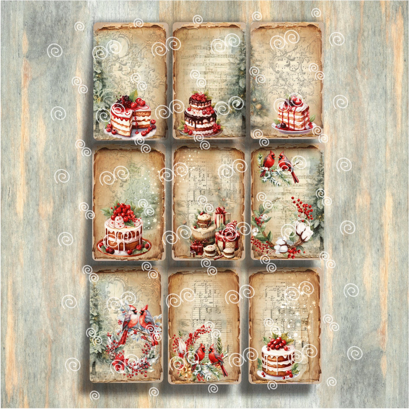 Winter Treats ATC Cards Printable, ATC Digital Ephemeras, ATC Cards ...