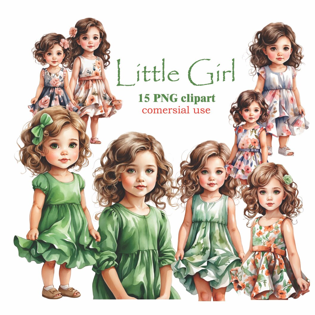 Little Girl Clipart Little Girls PNG Little Cute Girls - Etsy