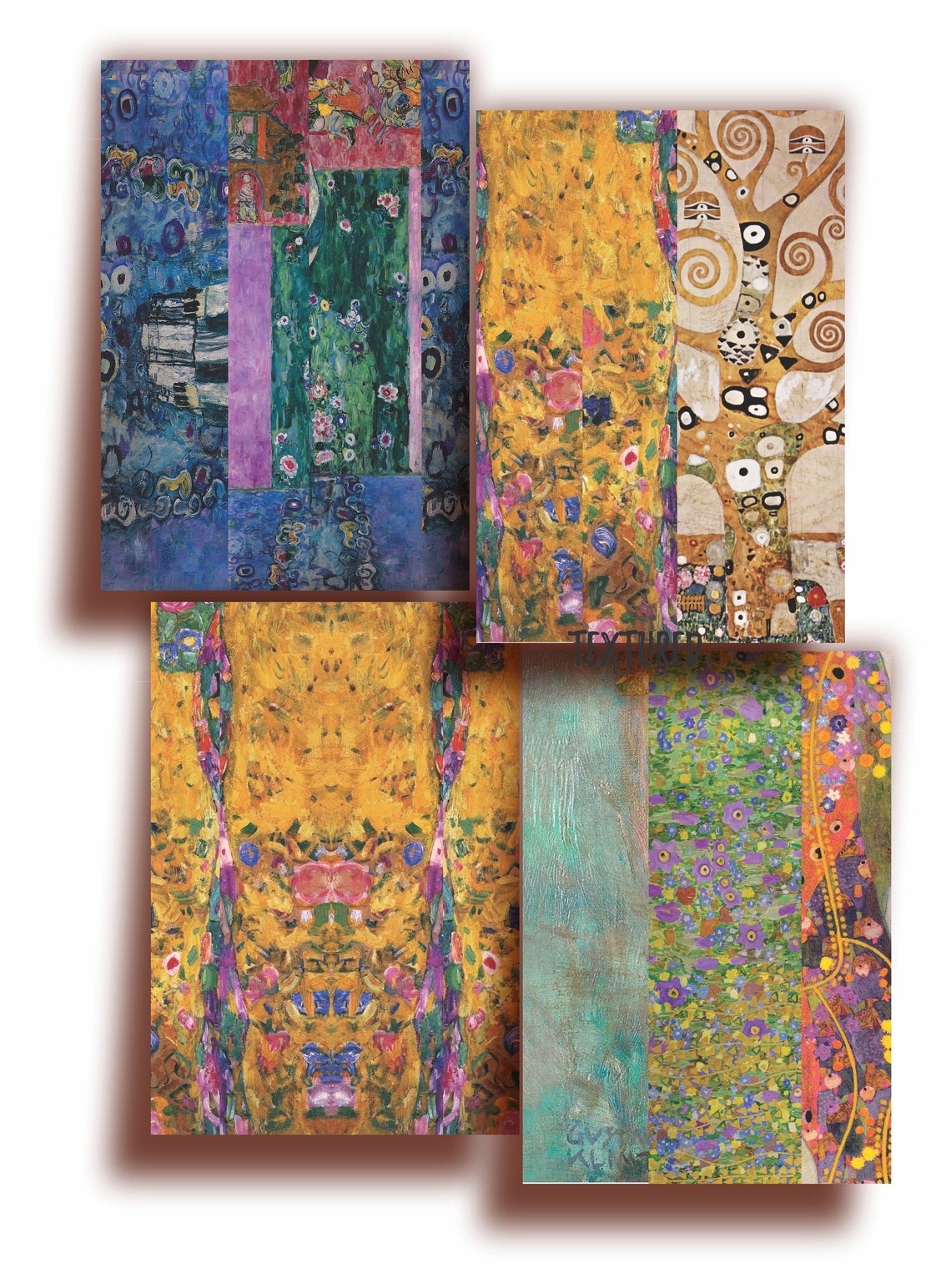 KLIMT Textured Backgrounds, Klimt Collage Papers, Klimt ATC Cards ...