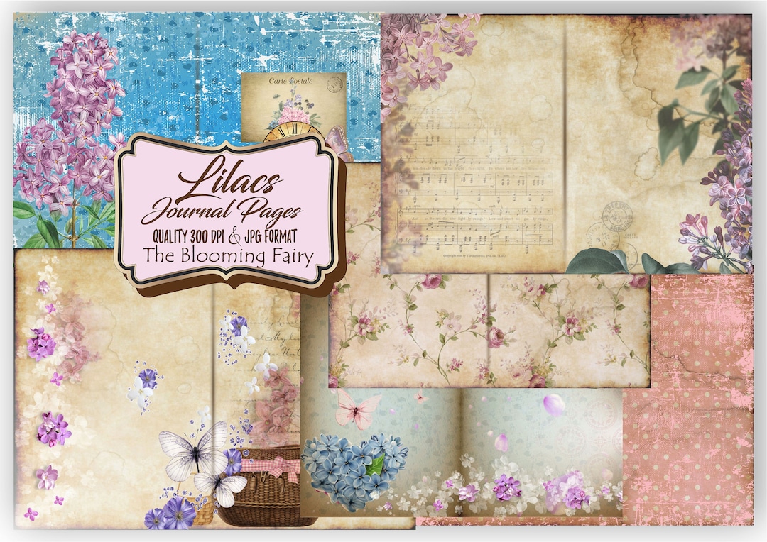Grunge Lilac Journal Pages, Floral Lilac Journal Pages, Lilac Garden ...