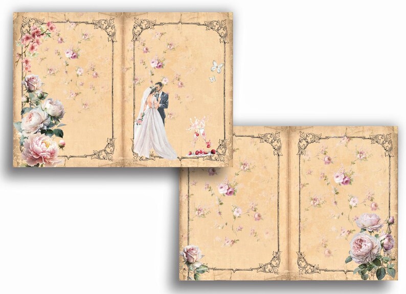 Wedding Day Journal Papers, Save the Date Backgrounds, Vintage Wedding ...