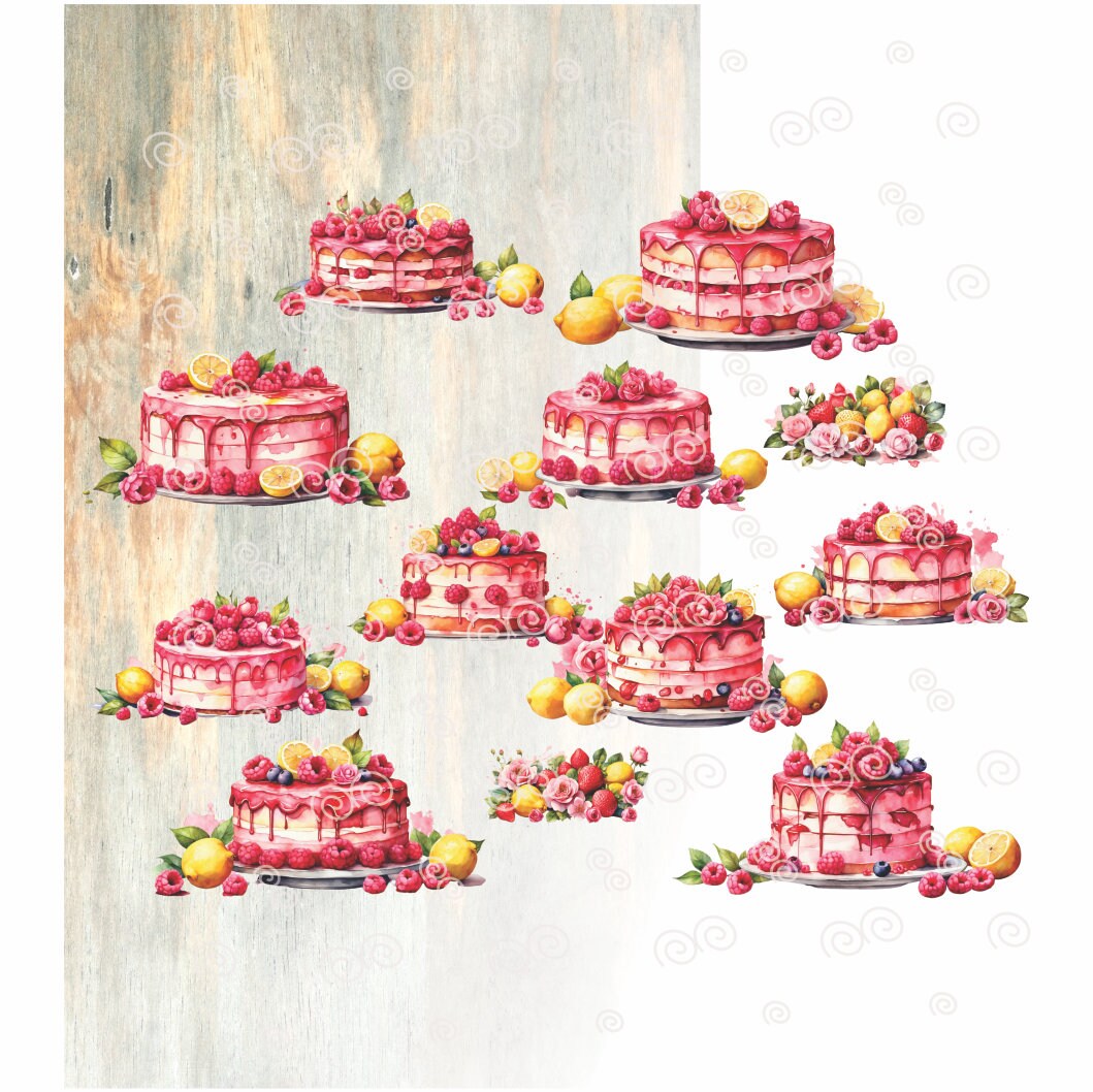 Lemon and Raspberry Cake Clipart, Raspberry Lemon Clipart, Raspberry ...