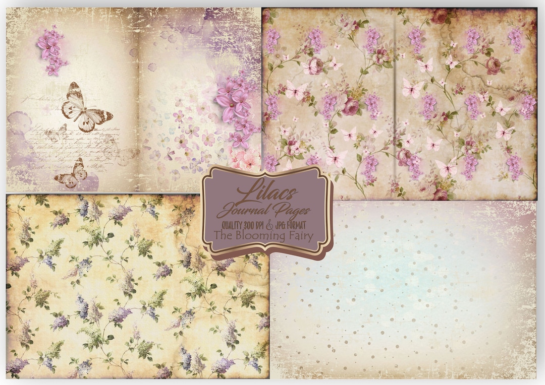 Lilac Journal Pages, Grunge Hydrangea Pages Kit, Junk Journal Kit ...