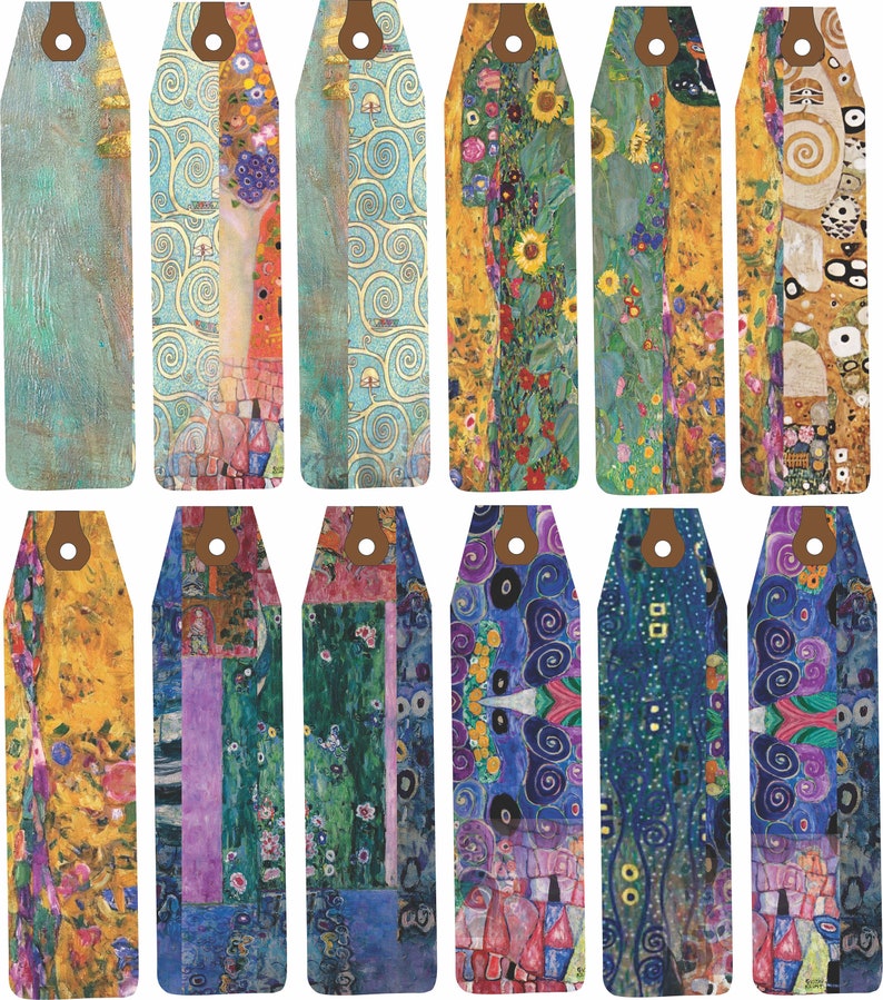 Klimt Texture Bookmarks, Vintage Art Tags (digital Download) - Etsy