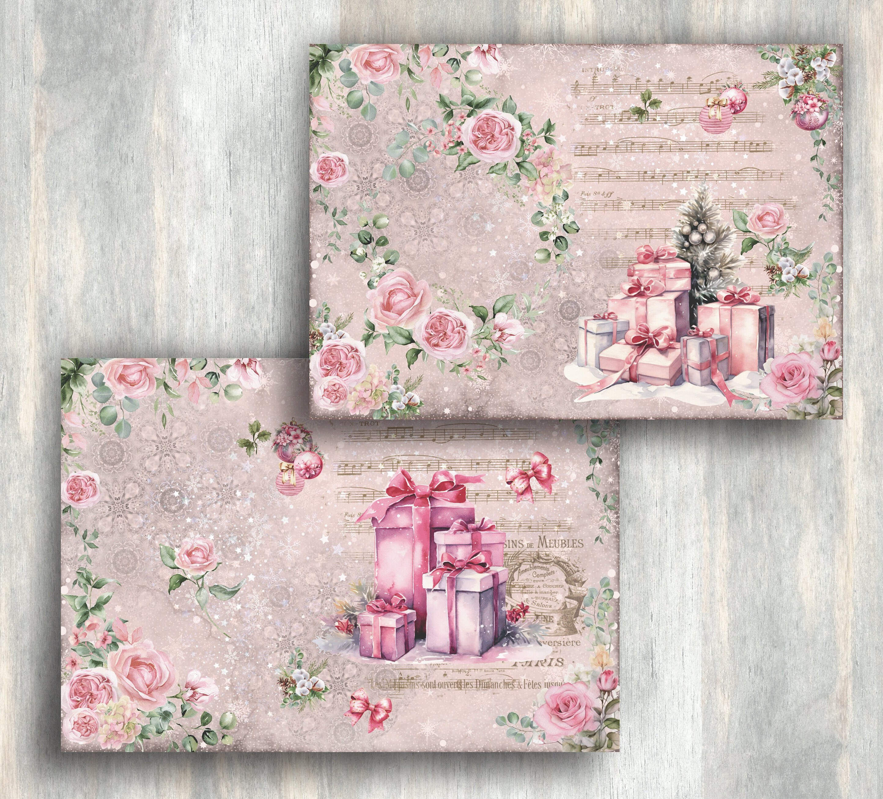 Pastel Pink Christmas Gifts Ephemeras Christmas Gift Box - Etsy