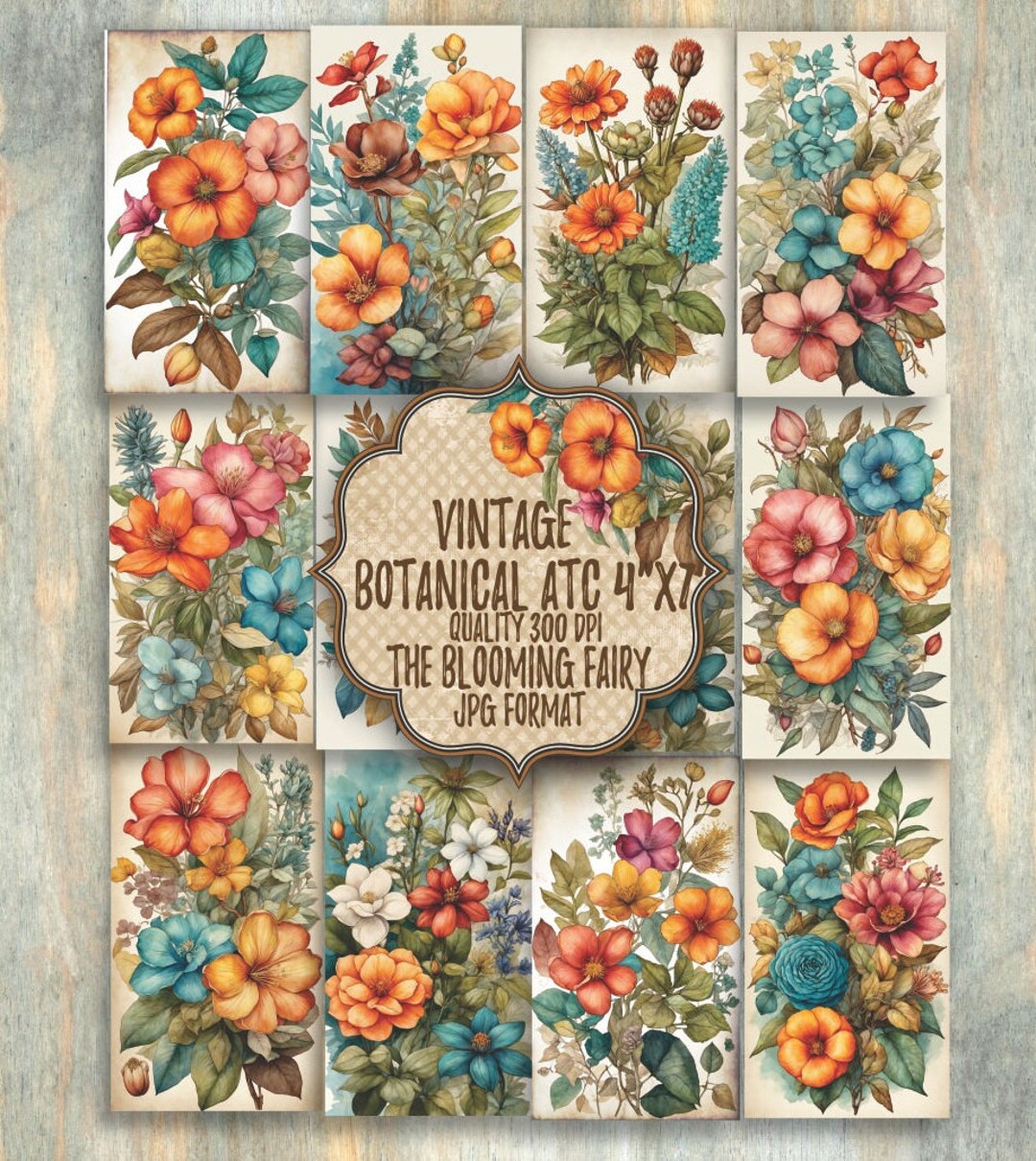 Vintage Botanical ATC Cards, ATC Digital Ephemeras, ATC Cards Botanical ...