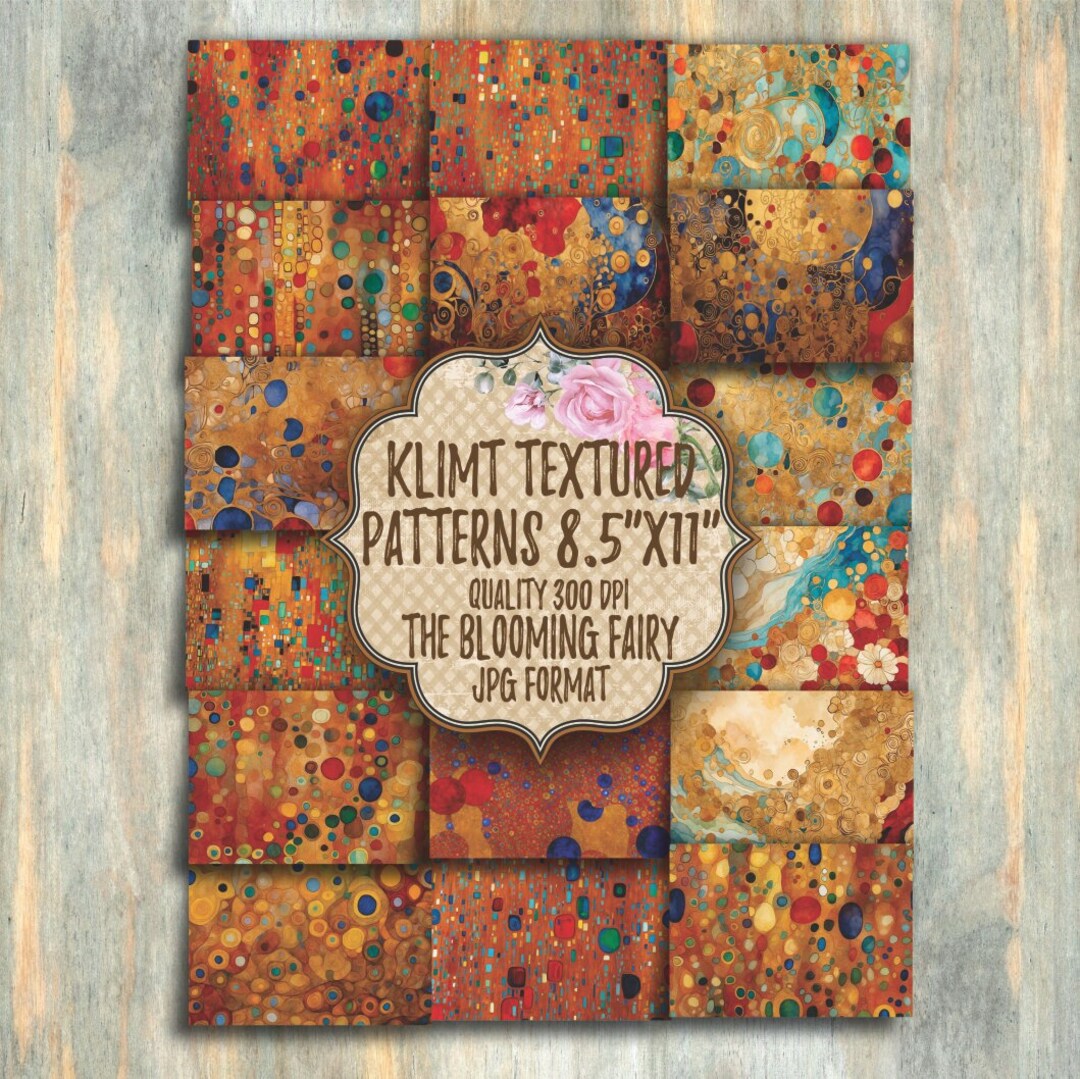 KLIMT Textured Patterns 8.5x11", Klimt Inspired Collage Papers, Klimt ...