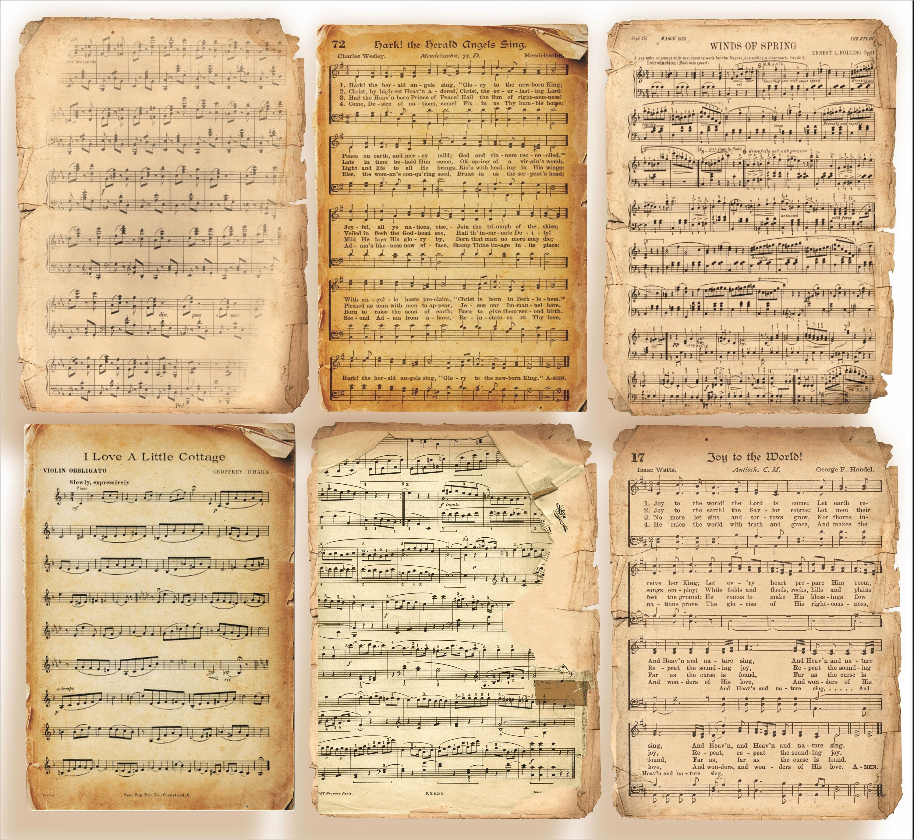 Vintage Music Scores Digital Junk Journal Ephemeras Antiqued - Etsy