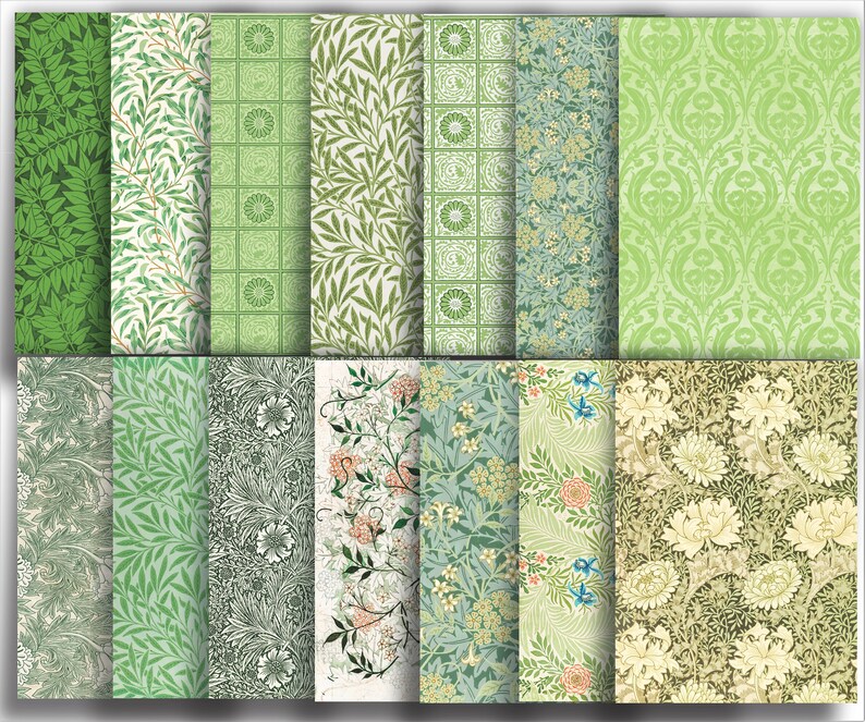 William Morris GREEN Backgrounds, Green Journal Papers, Leafs Journal ...