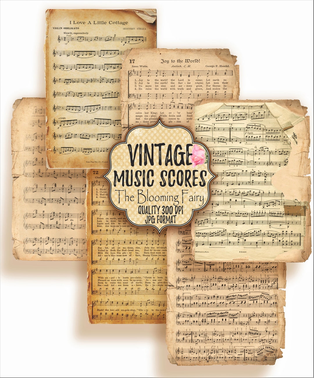 Vintage Music Scores, Digital Junk Journal Ephemeras, Antiqued Music ...