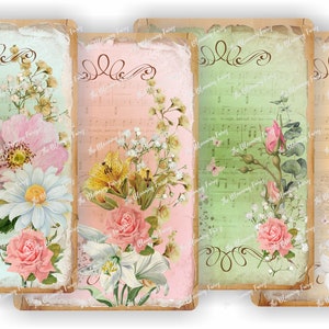 ATC Floral Cards, Vintage Flower ATC Cards, Vintage Floral Tags, Junk ...