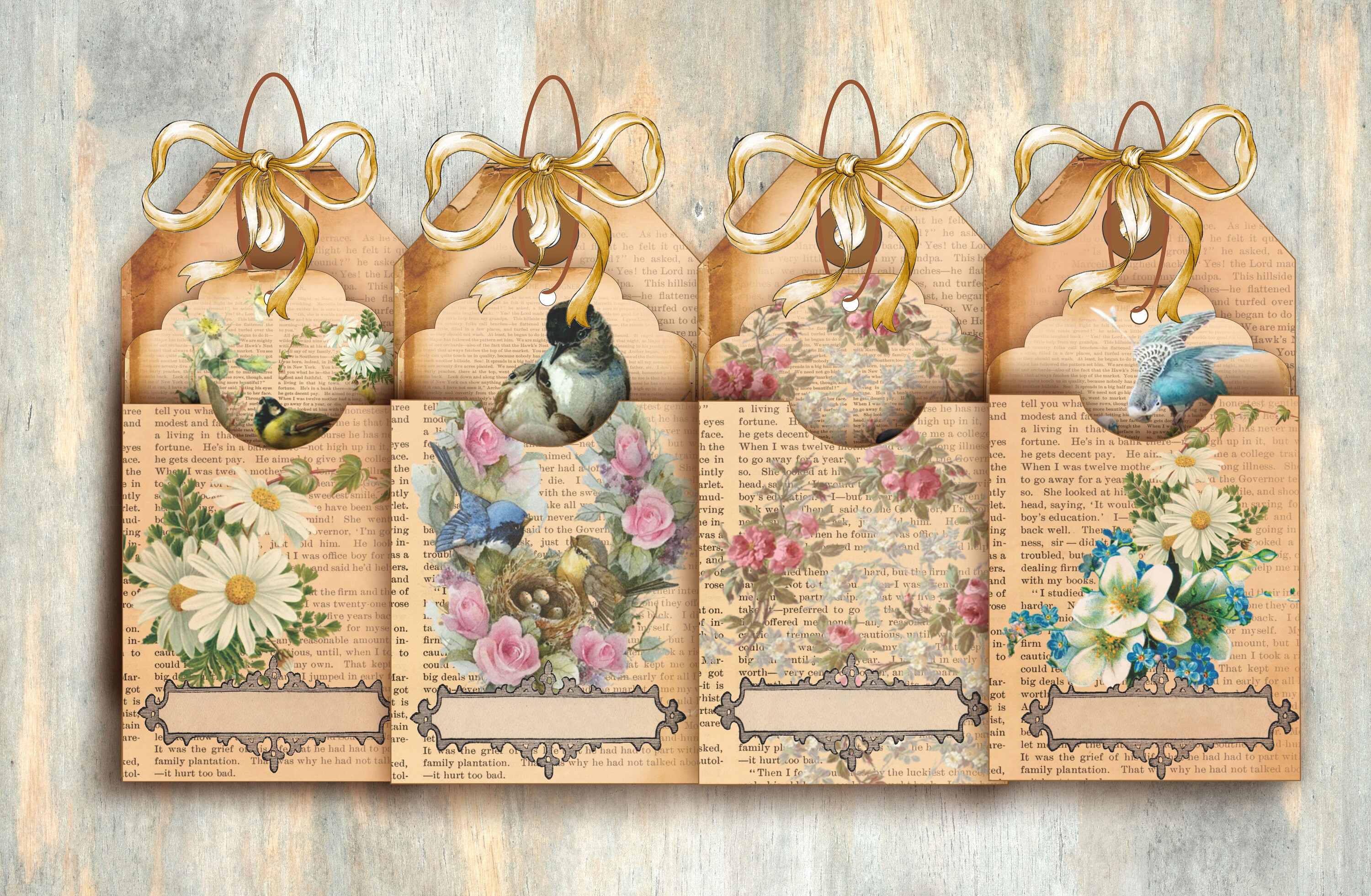 Vintage Folded Pockets Tags, Digiital Vintage Goodies, Antique Pockets ...
