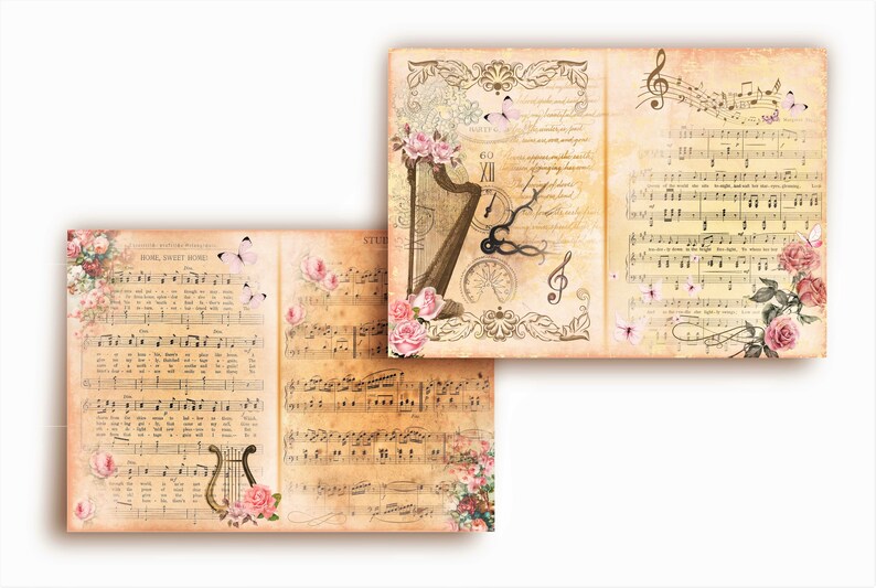 Vintage Music Sheets, Music Notes Journal Ephemera, Music Notes Junk ...