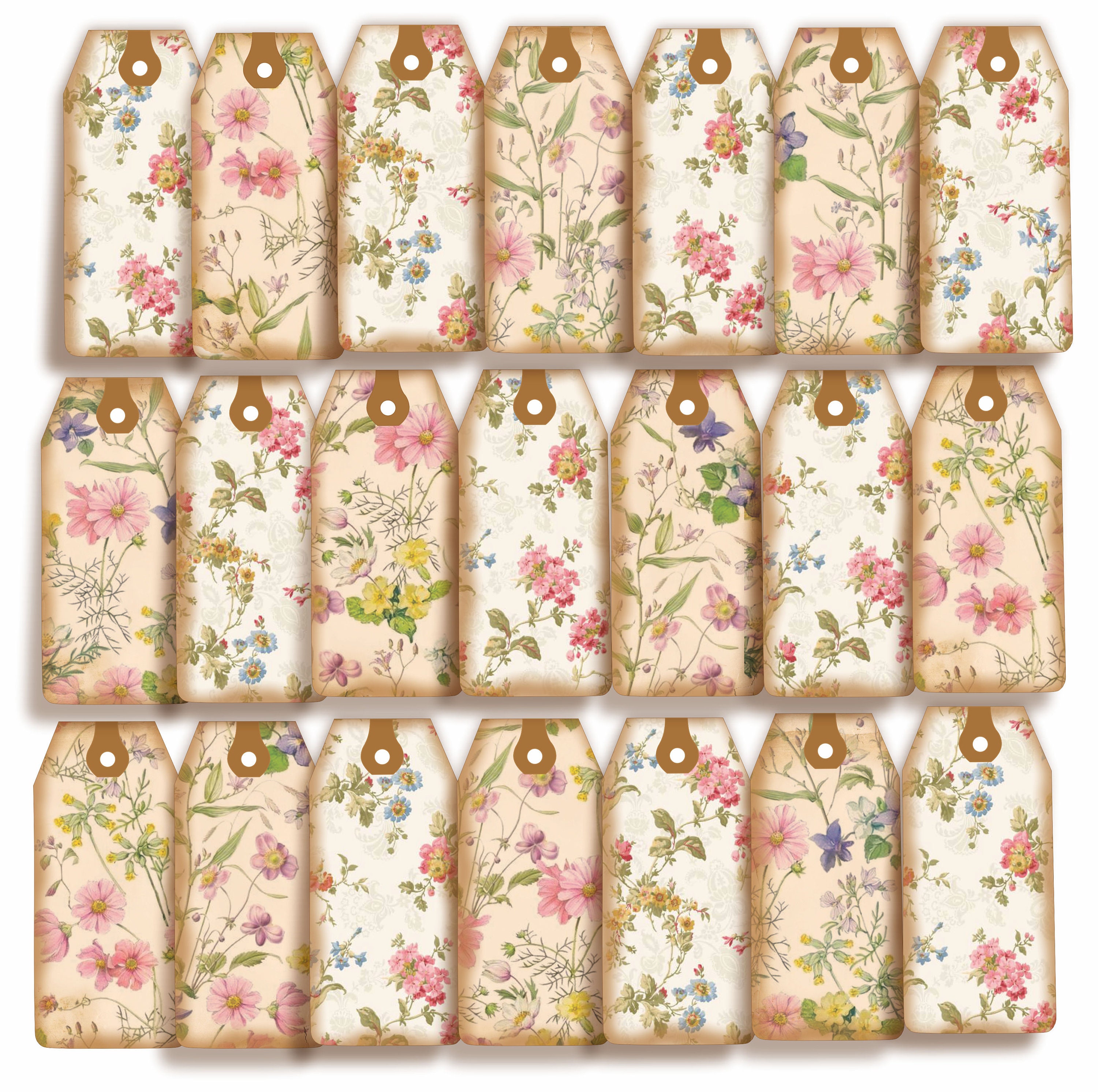 Wild Summer Flower Tags, DIGITAL Whimsical Embelishments, Wild Flower ...