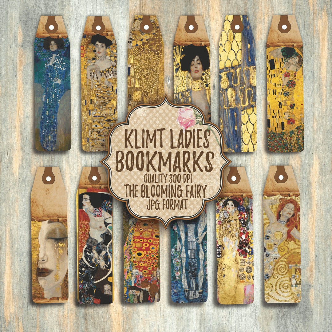 KLIMT Ladies Bookmarks, Klimt Textured DIGITAL Tag, Printable Reading ...