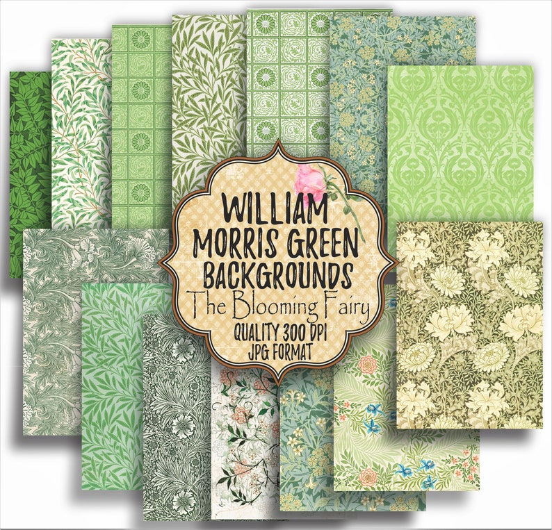 William Morris GREEN Backgrounds, Green Journal Papers, Leafs Journal ...