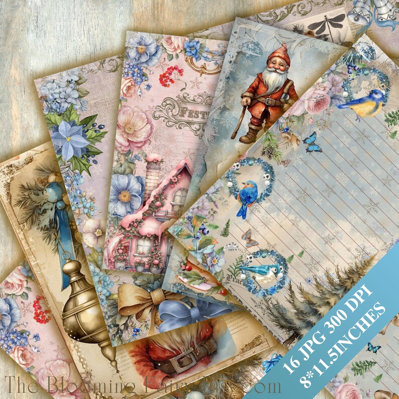 CHRISTMAS Snow White Journal Pages, Vintage Christmas Backgrounds ...
