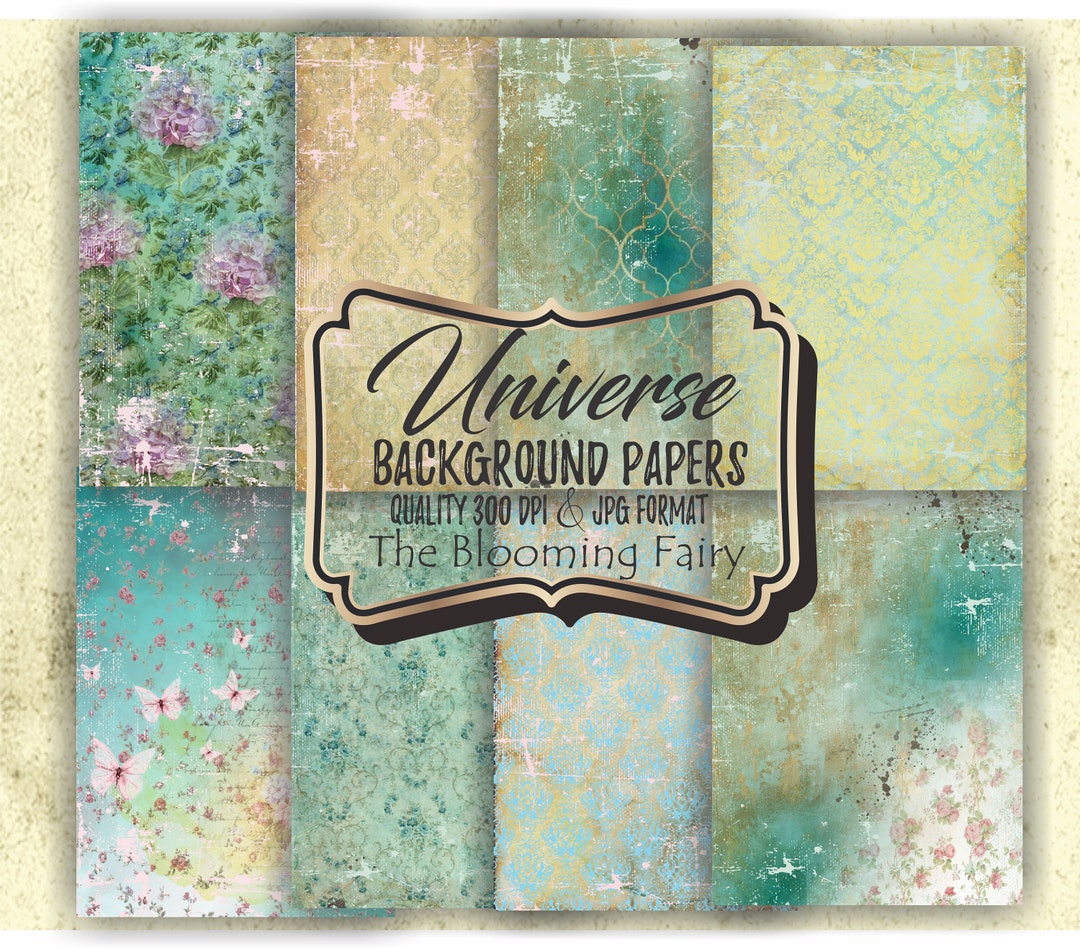 Celestial Vintage Background Journal Pages, Blue DIGITAL Papers, Blue ...