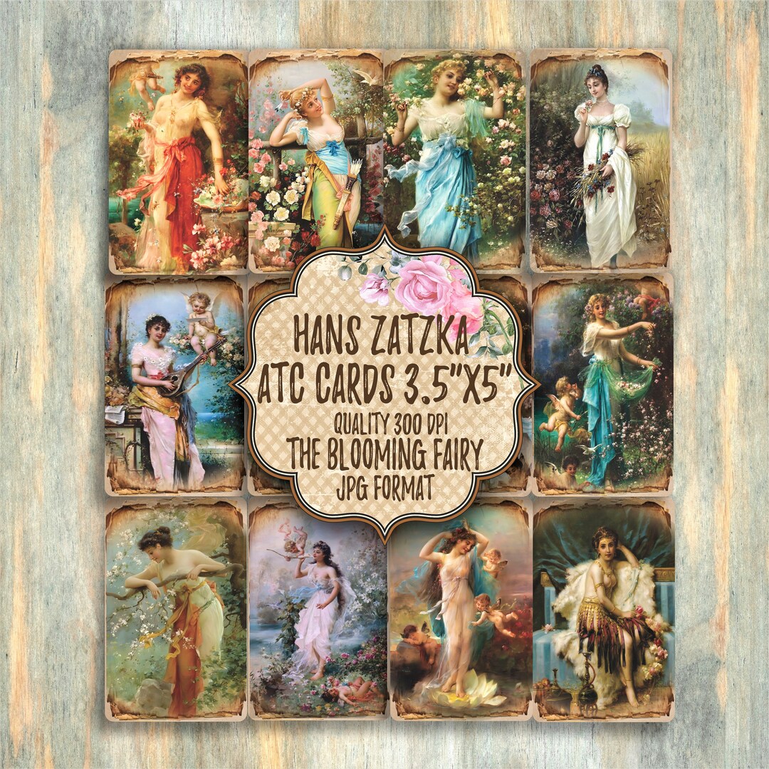 ZATZKA ATC Women Painting, Zatzka Digital Ephemeras, ATC Cards ...