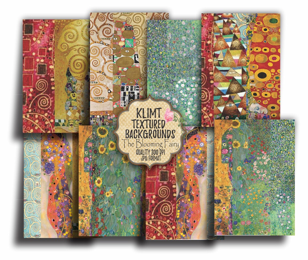 Klimt Style Textured Paper, Collage, ATC Card Backgrounds (digital ...