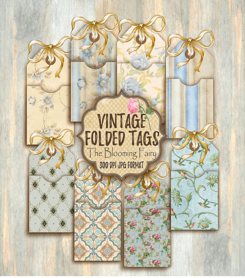 Vintage Folded Tags Printables Vintage Folded Pockets - Etsy