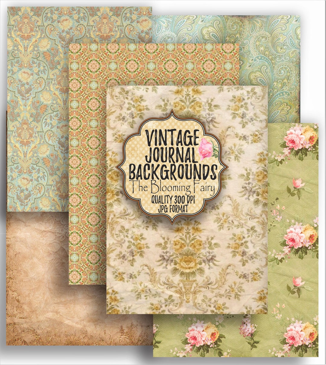 Vintage Journal Backgrounds, DIGITAL Junk Journal Papers, Printable ...