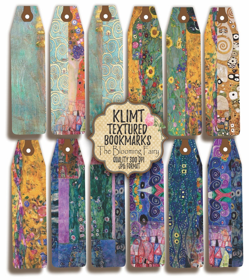 Klimt Texture Bookmarks, DIGITAL Vintage Tag, Klimt Bookmarks, Vintage ...