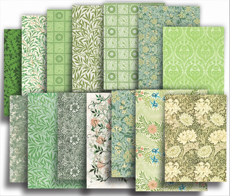 William Morris GREEN Backgrounds, Green Journal Papers, Leafs Journal ...