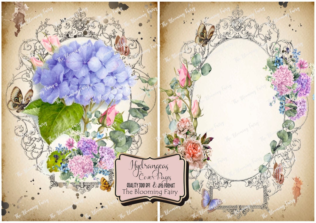 Hydrangeas Cover Pages, Cover Pages Front Back Grunge Hydrangea Pages ...