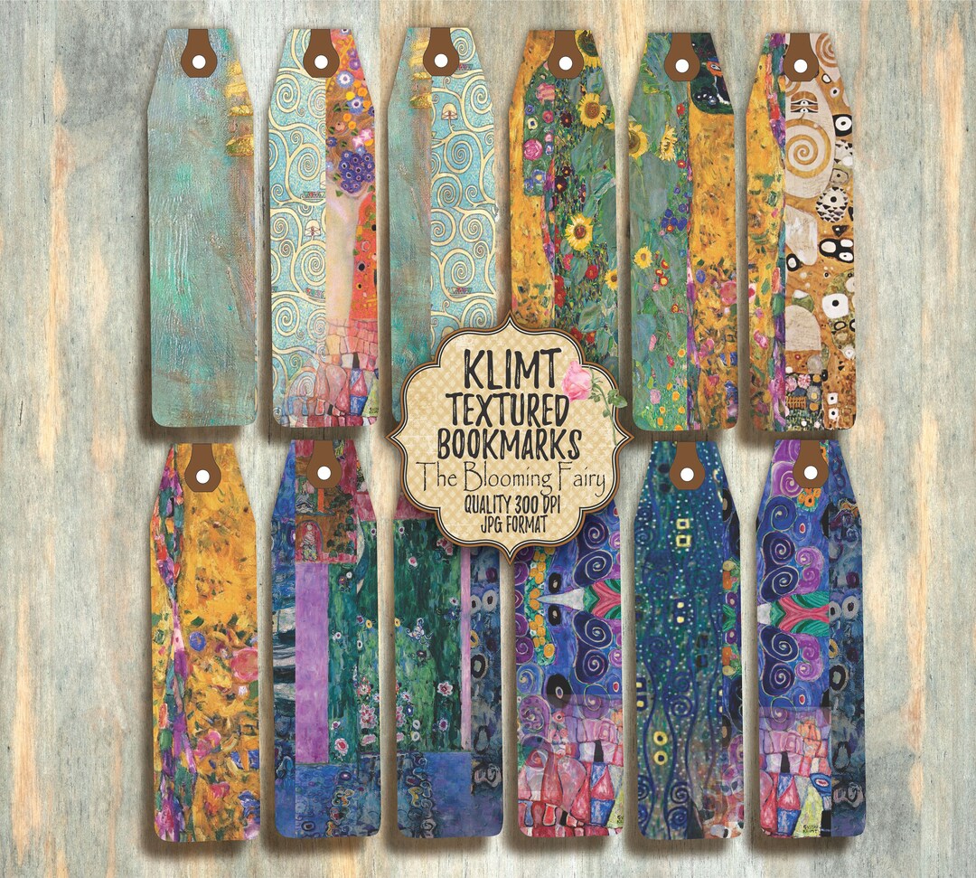 Klimt Texture Bookmarks, DIGITAL Vintage Tag, Klimt Bookmarks, Vintage ...
