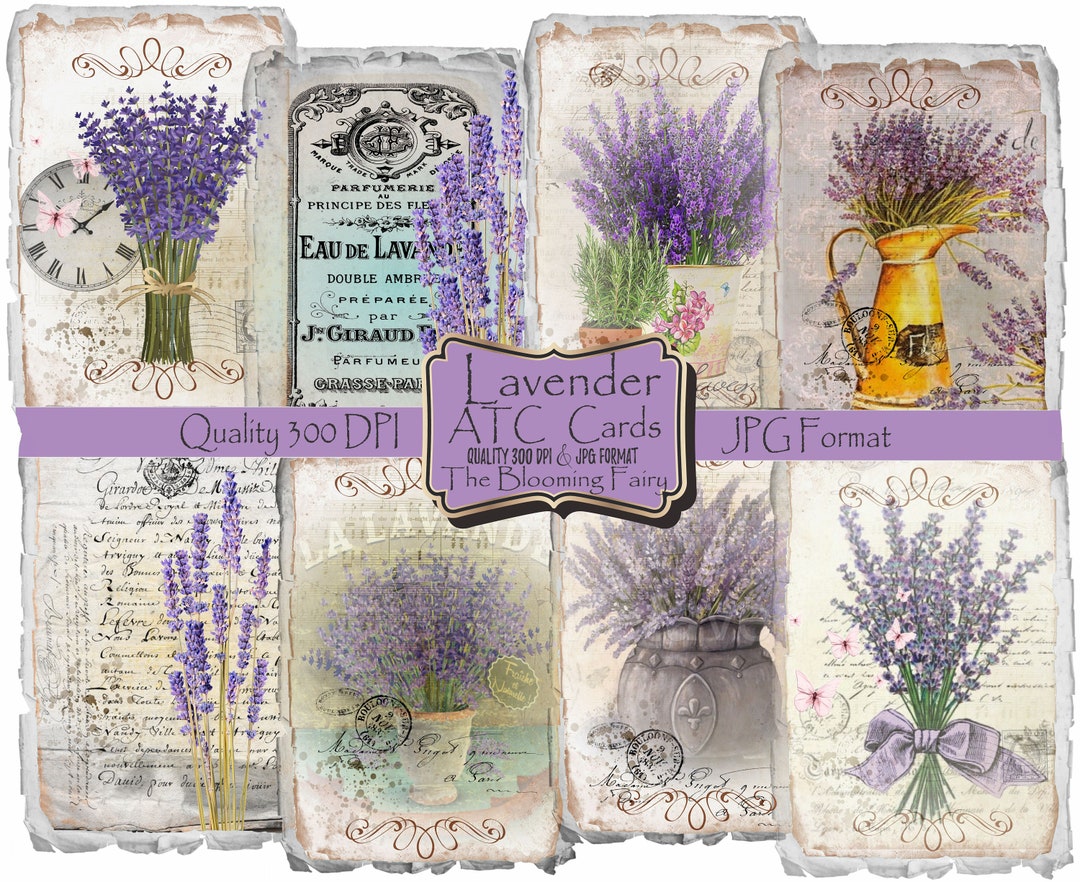 Lavender Journal Cards, Vintage Lavender ATC Cards, Aged Lavender Cards ...