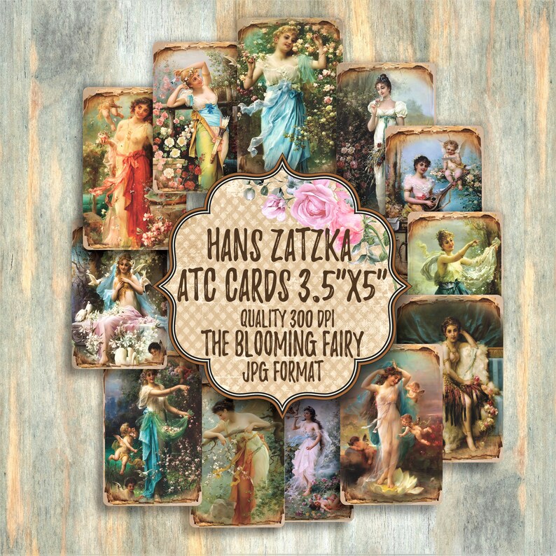 ZATZKA ATC Women Painting, Zatzka Digital Ephemeras, ATC Cards ...