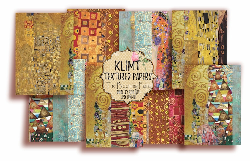 KLIMT Textured Papers, Klimt Collage Papers, Klimt ATC Cards, Klimt ...