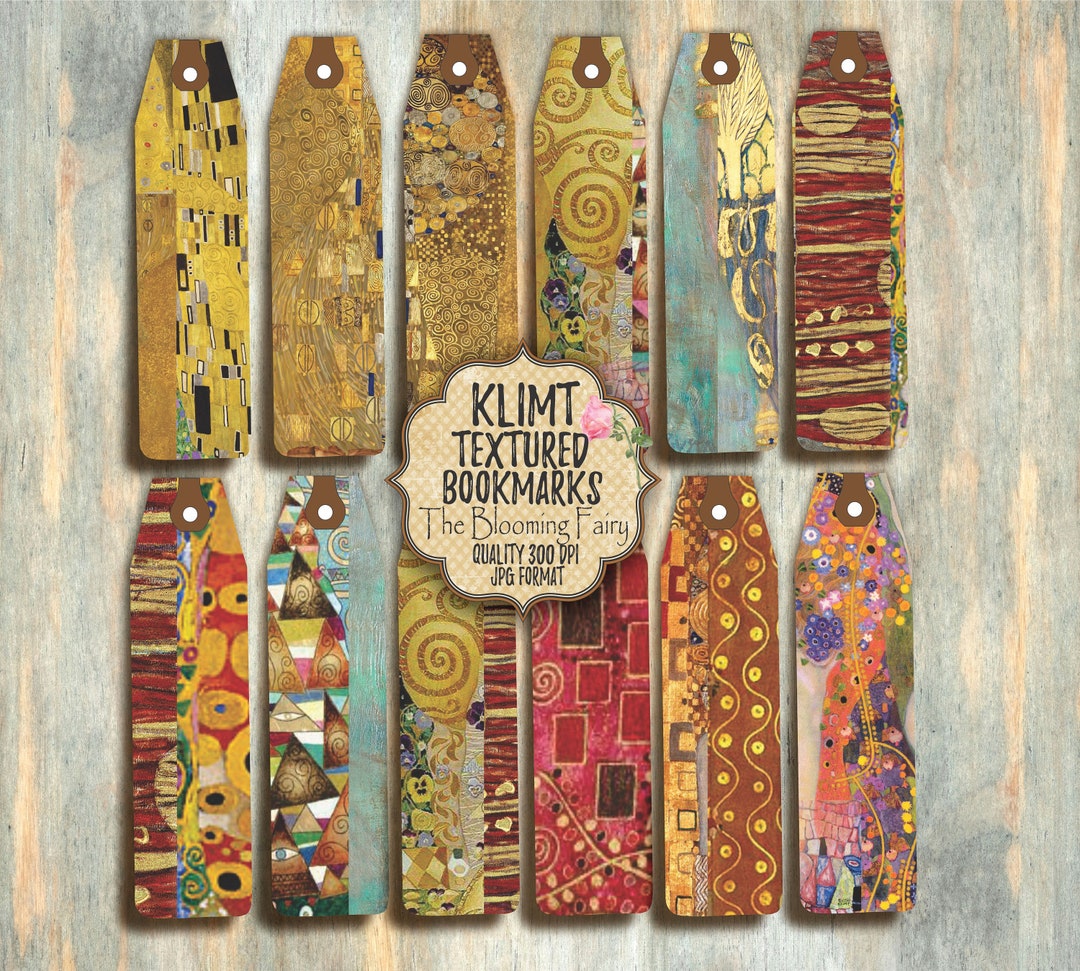 KLIMT Textured Bookmarks, DIGITAL Vintage Tag, Printable Bookmarks ...