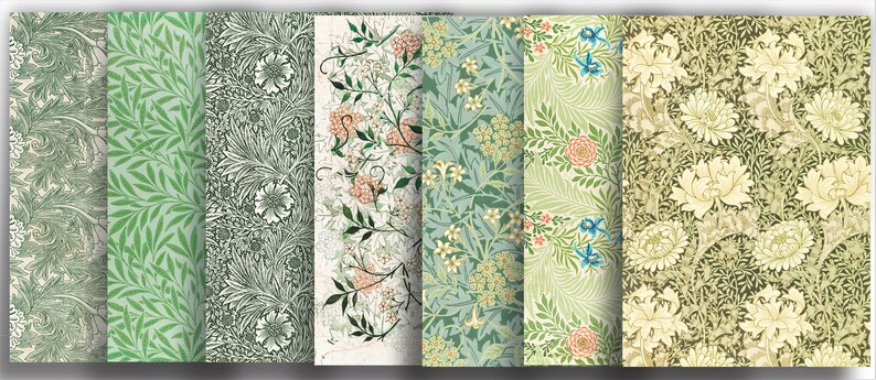 William Morris GREEN Backgrounds, Green Journal Papers, Leafs Journal ...