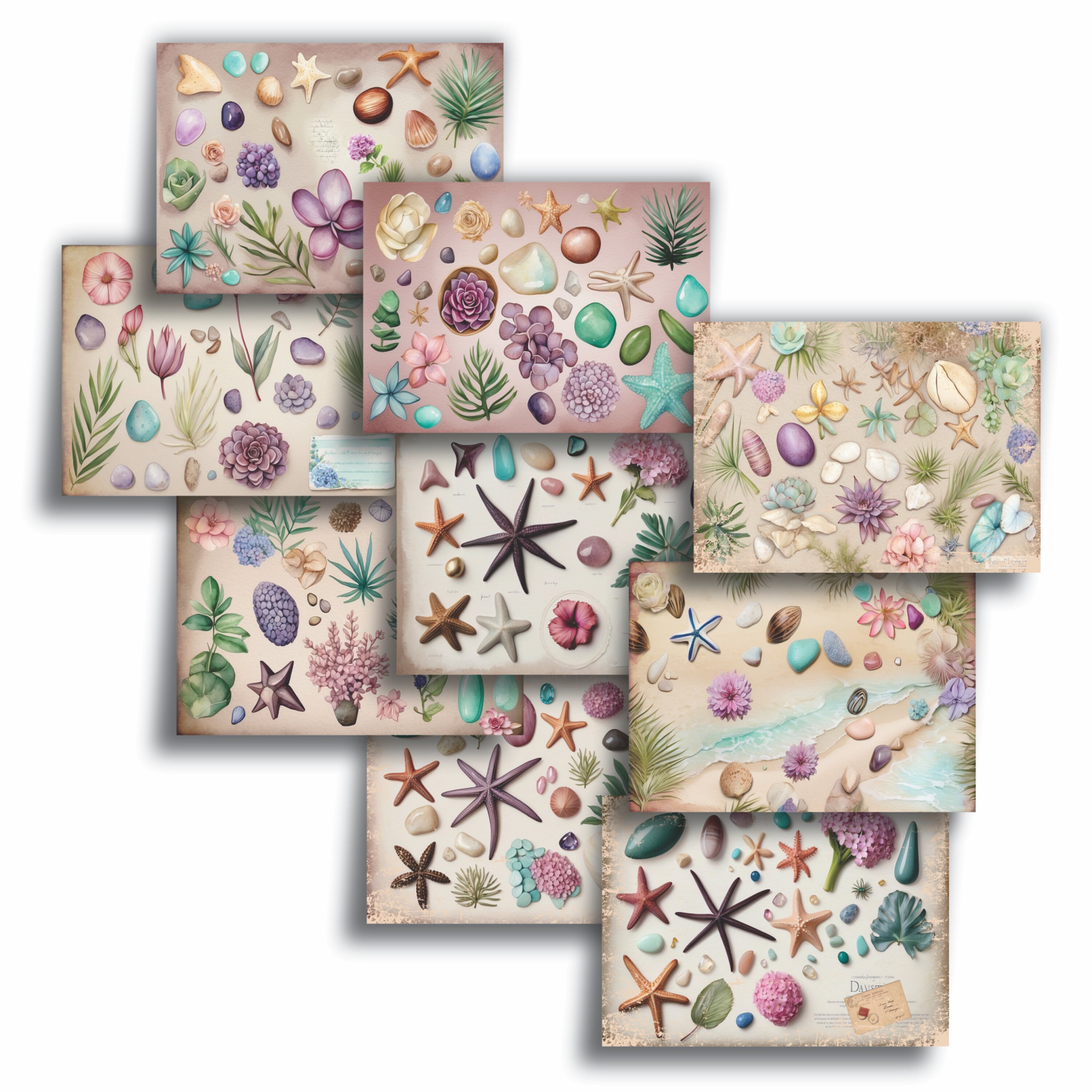 Sea Layout Pages, Marine Junk Journal Pages, Shabby Sea Layout, Marine ...