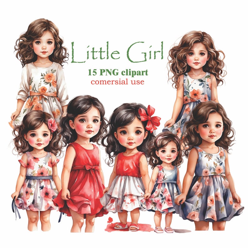 Little Girl Clipart Little Girls PNG Little Cute Girls - Etsy