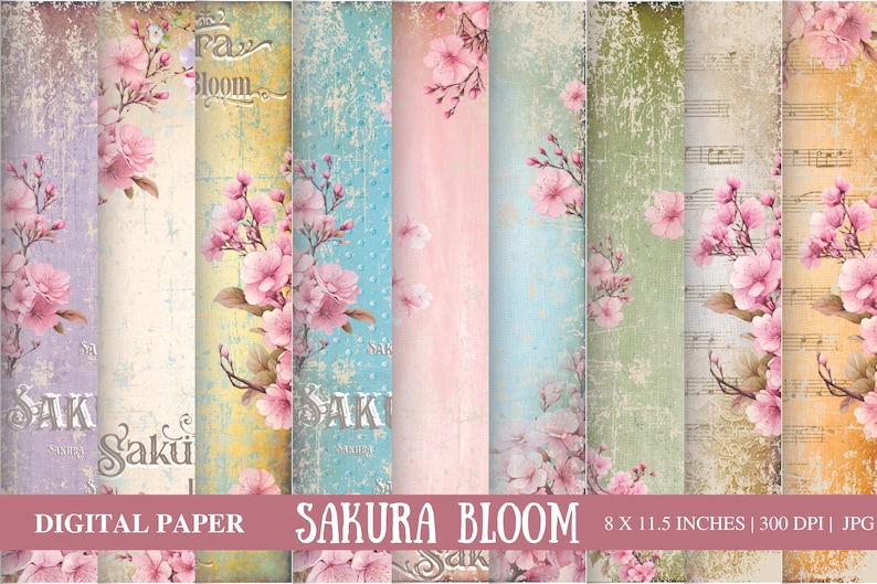 Sakura Bloom Papers, Vintage Spring Journal Papers, Spring Sakura ...