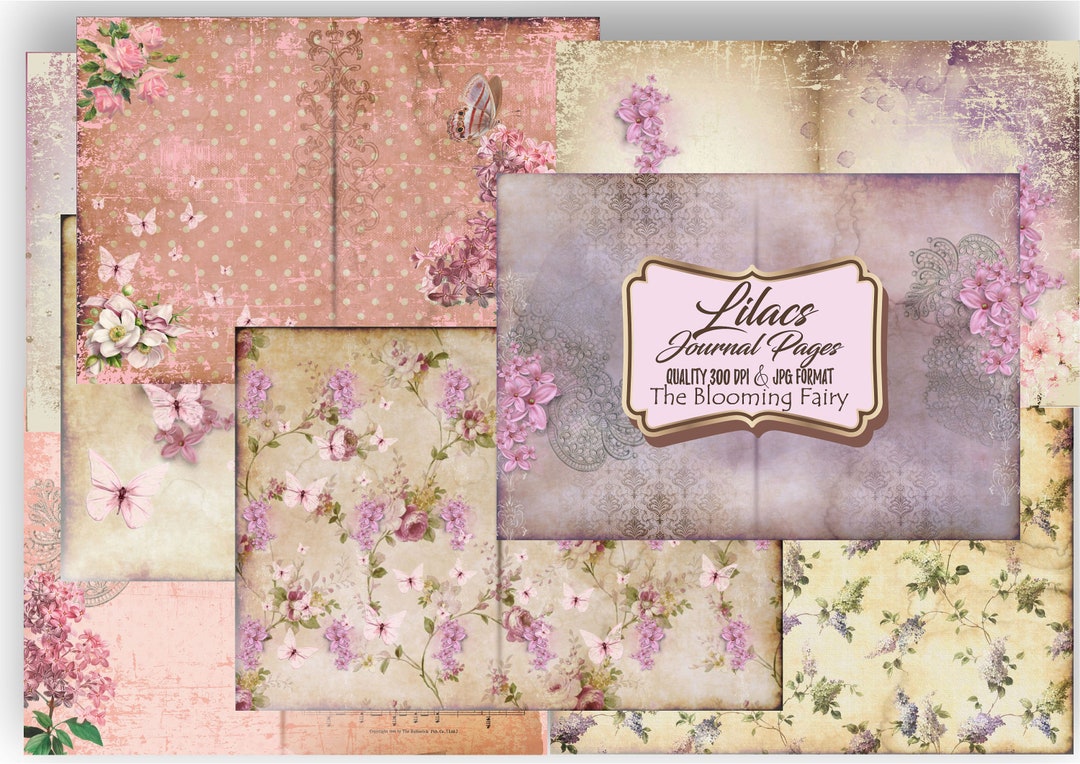 Vintage Junk Journal Pages, Lilac Journal Pages, Grunge Journal Pages ...