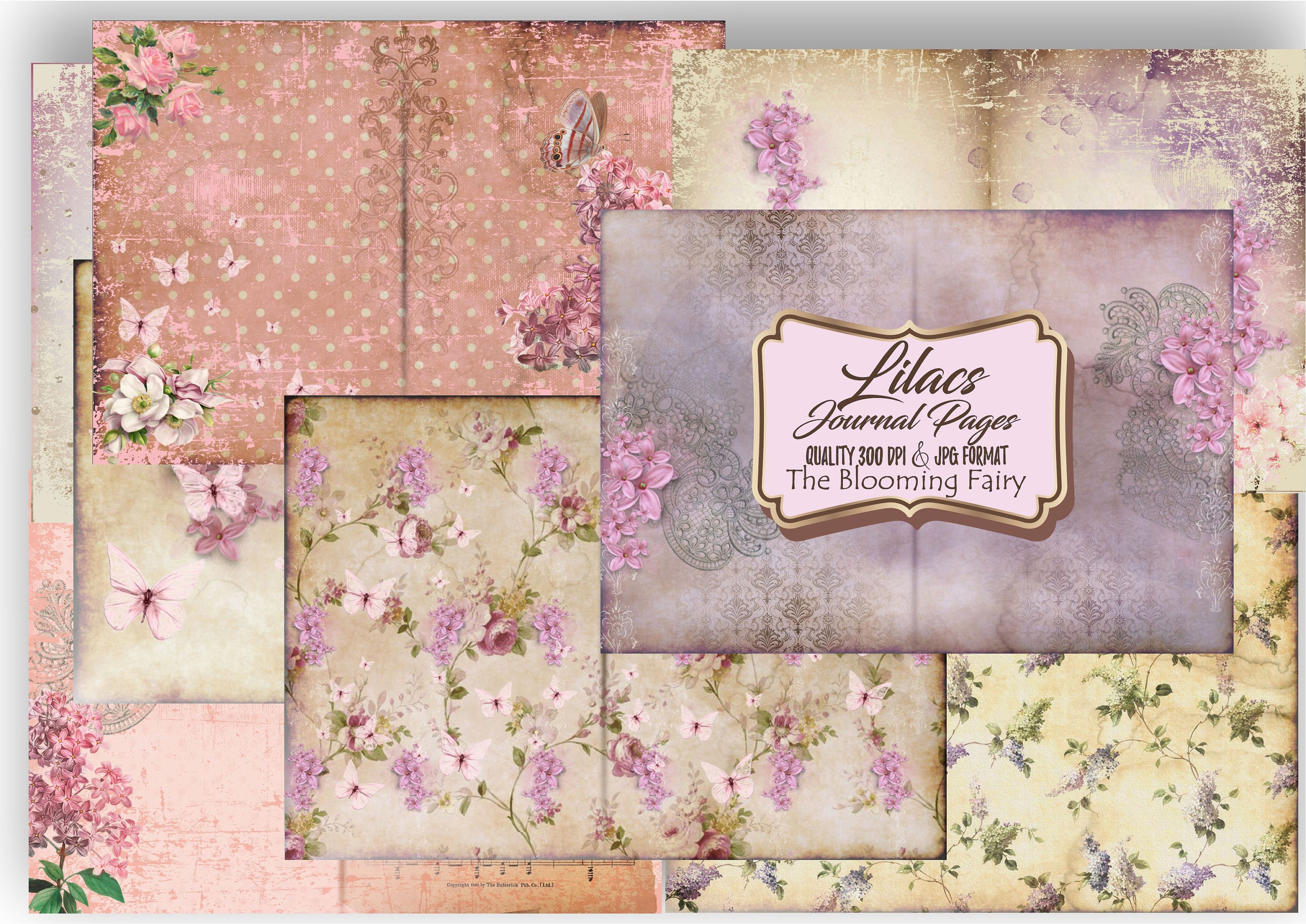 Vintage Junk Journal Pages, Lilac Journal Pages, Grunge Journal Pages ...