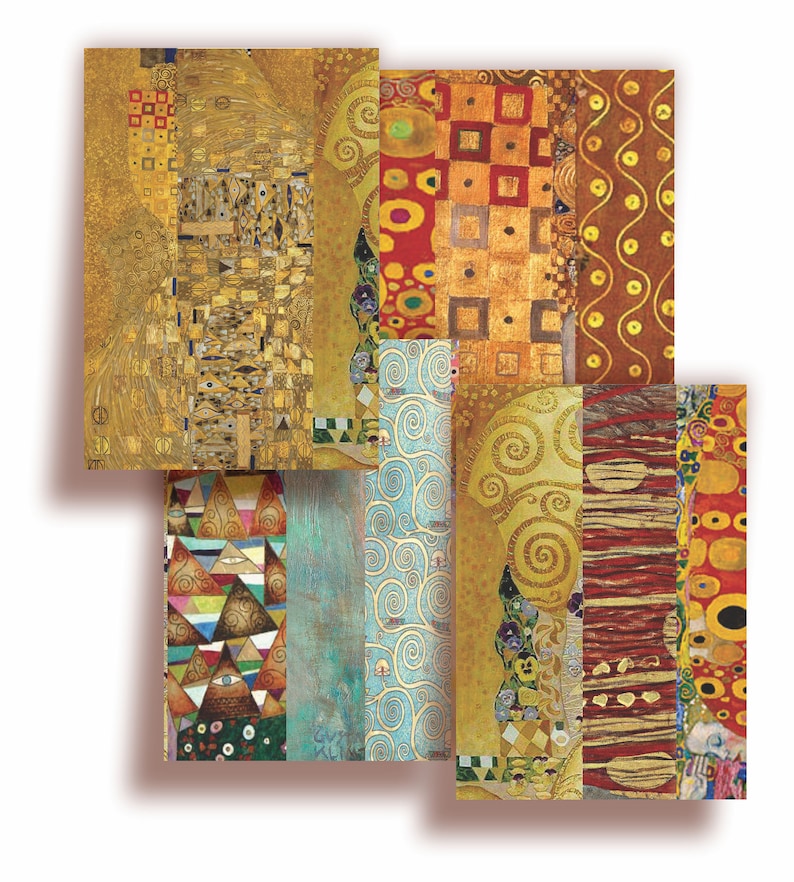 KLIMT Textured Papers, Klimt Collage Papers, Klimt ATC Cards, Klimt ...