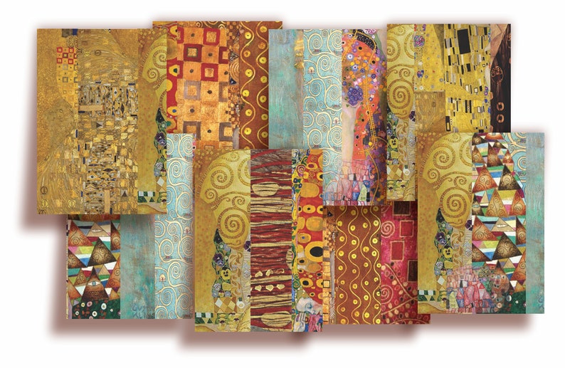 KLIMT Textured Papers, Klimt Collage Papers, Klimt ATC Cards, Klimt ...