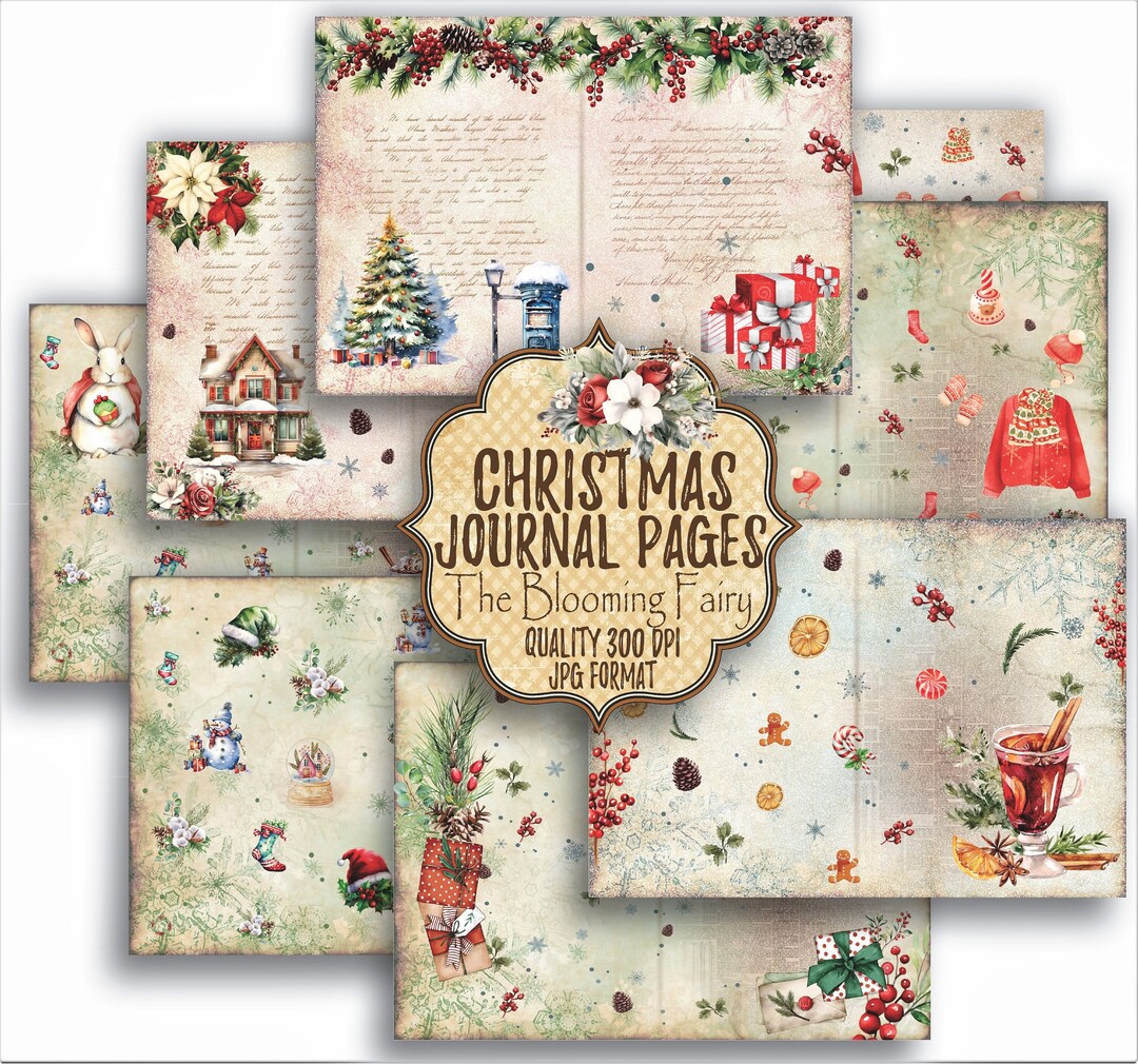 Christmas Junk Journal Pages, Cozy Xmas Digital Paper (digital Download ...
