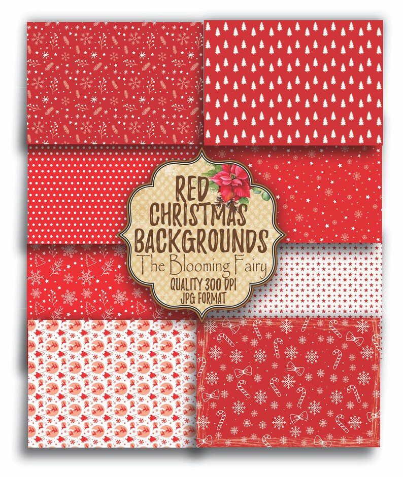 Red Christmas Backgrounds, Christmas in Red Papers, Vintage Christmas ...