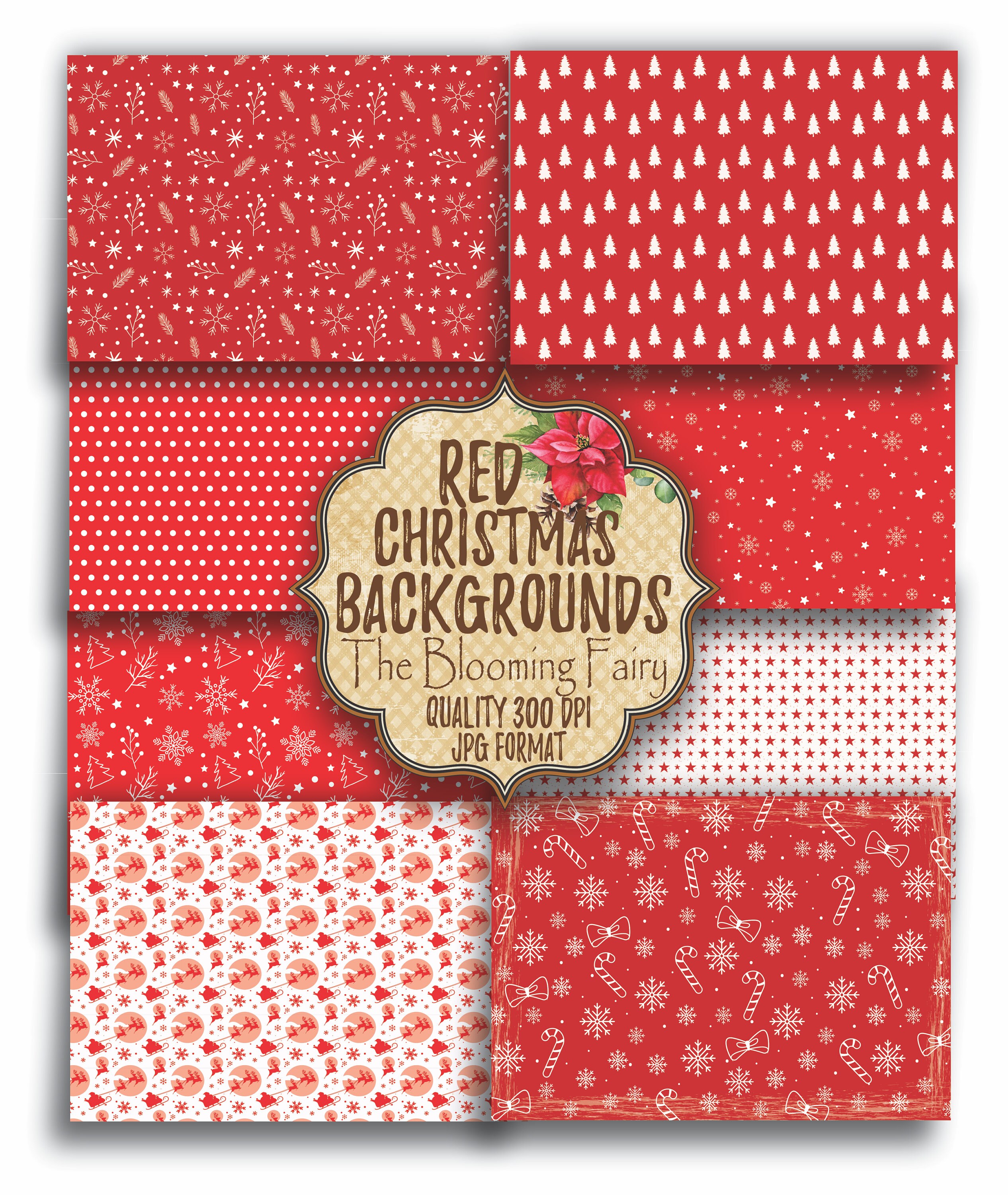 Red Christmas Backgrounds, Christmas in Red Papers, Vintage Christmas ...