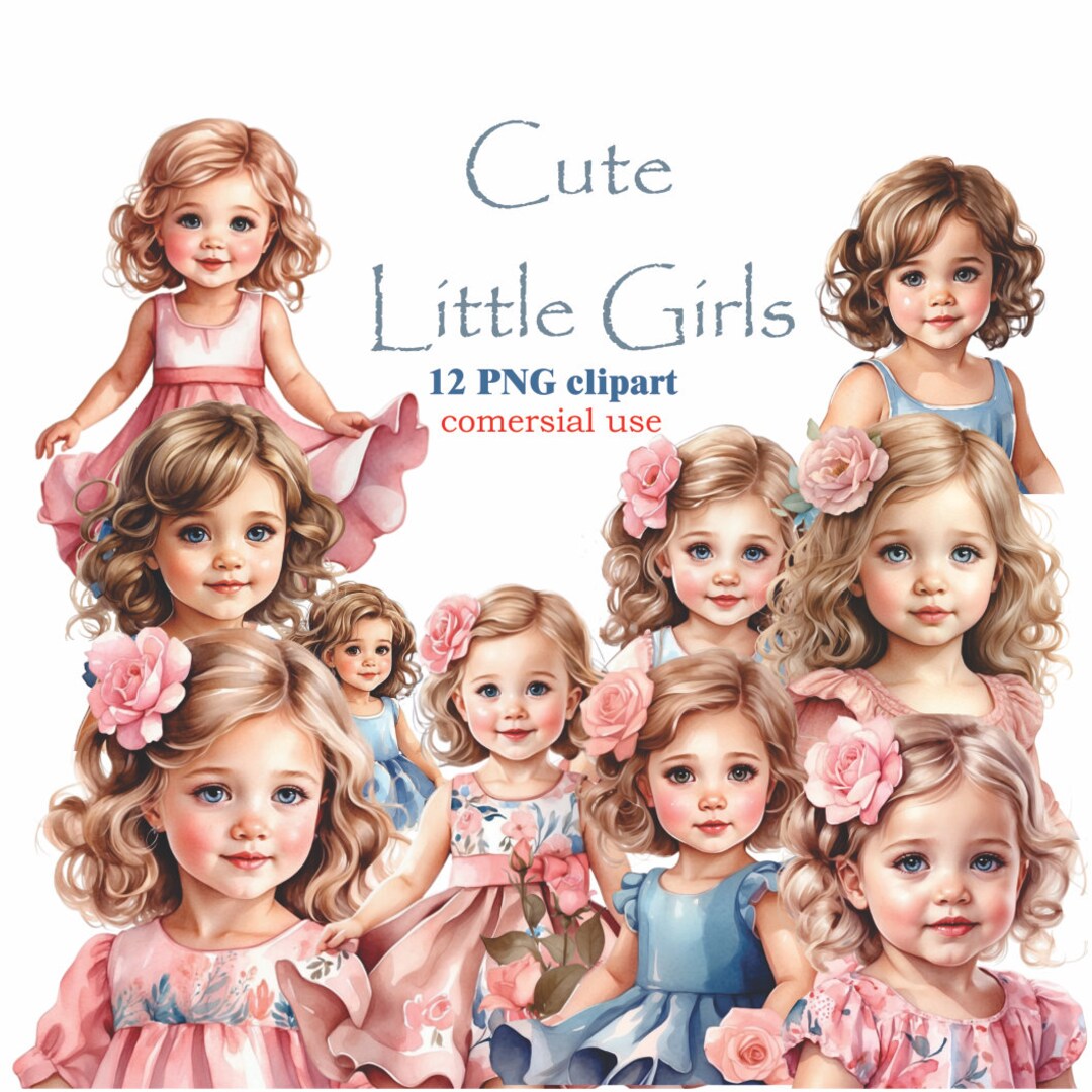 Cute Little Girl Clipart, Cute Baby Girl Clipart, Little Girls PNG ...