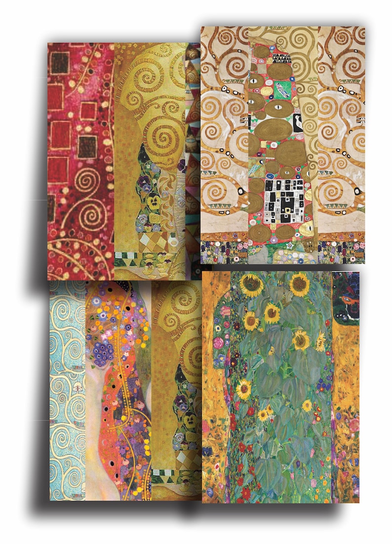 KLIMT Backgrounds, Klimt Textured Collage Papers, Klimt ATC Cards ...