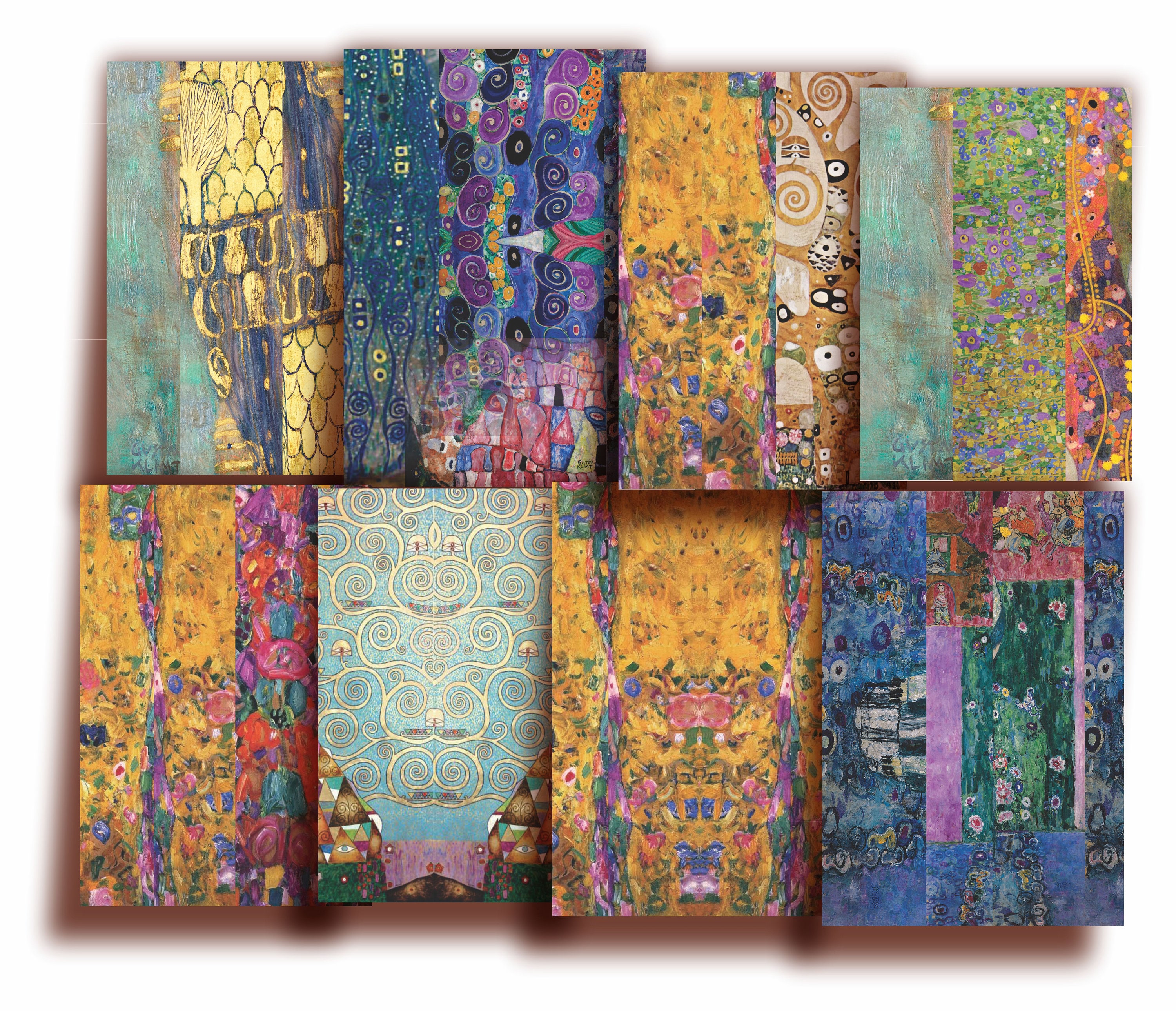 KLIMT Textured Backgrounds, Klimt Collage Papers, Klimt ATC Cards ...