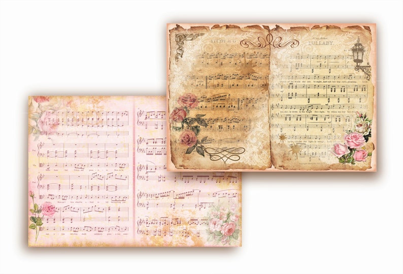 Vintage Music Sheets, Music Notes Journal Ephemera, Music Notes Junk ...