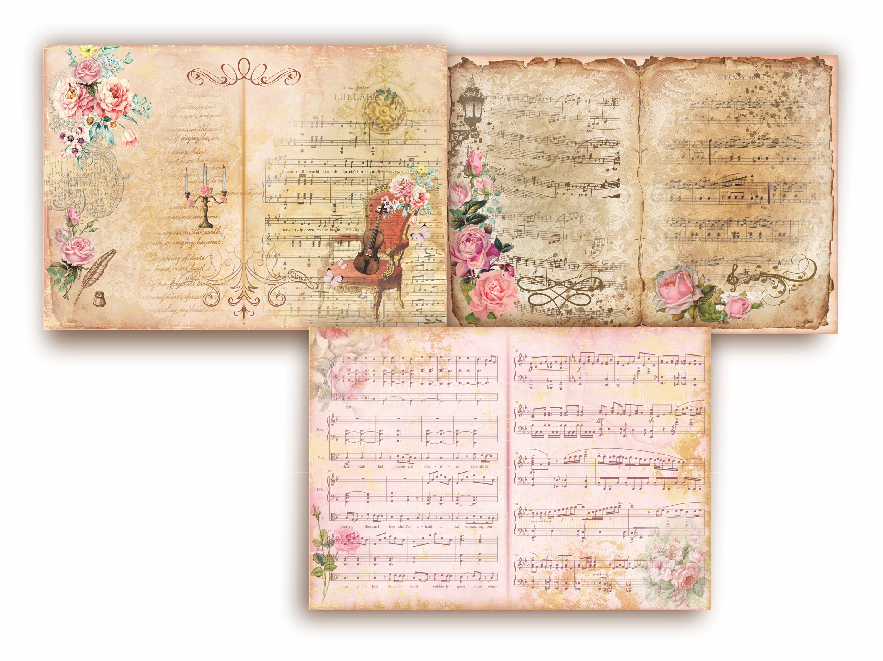 Vintage Music Sheets, Music Notes Journal Ephemera, Music Notes Junk ...